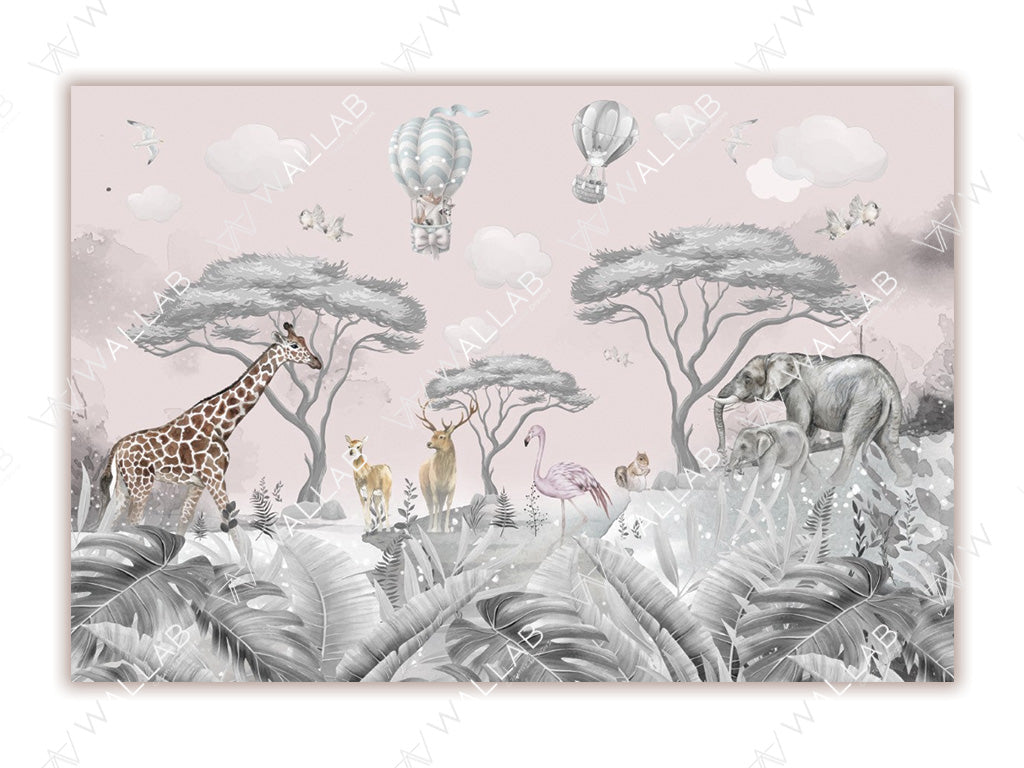 Blush Safari - Kids Wallpaper Mural l Wallab Egypt – Wallab Wallpapers