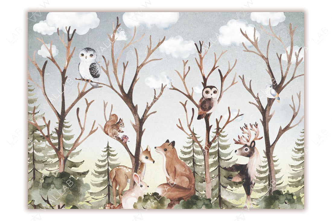 Forest Friends - Kids Wallpaper Mural l Wallab Egypt – Wallab Wallpapers