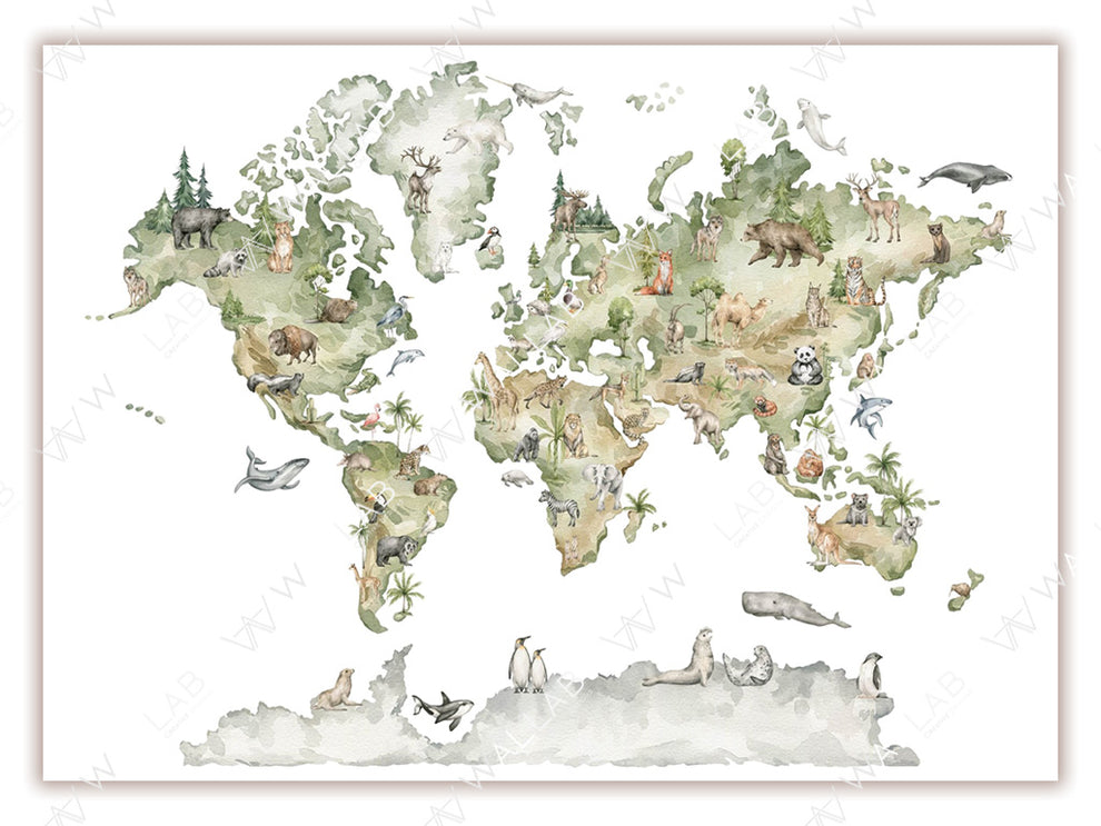 Wild Wonders Atlas Map - Kids Wallpaper Mural l Wallab Egypt – Wallab ...